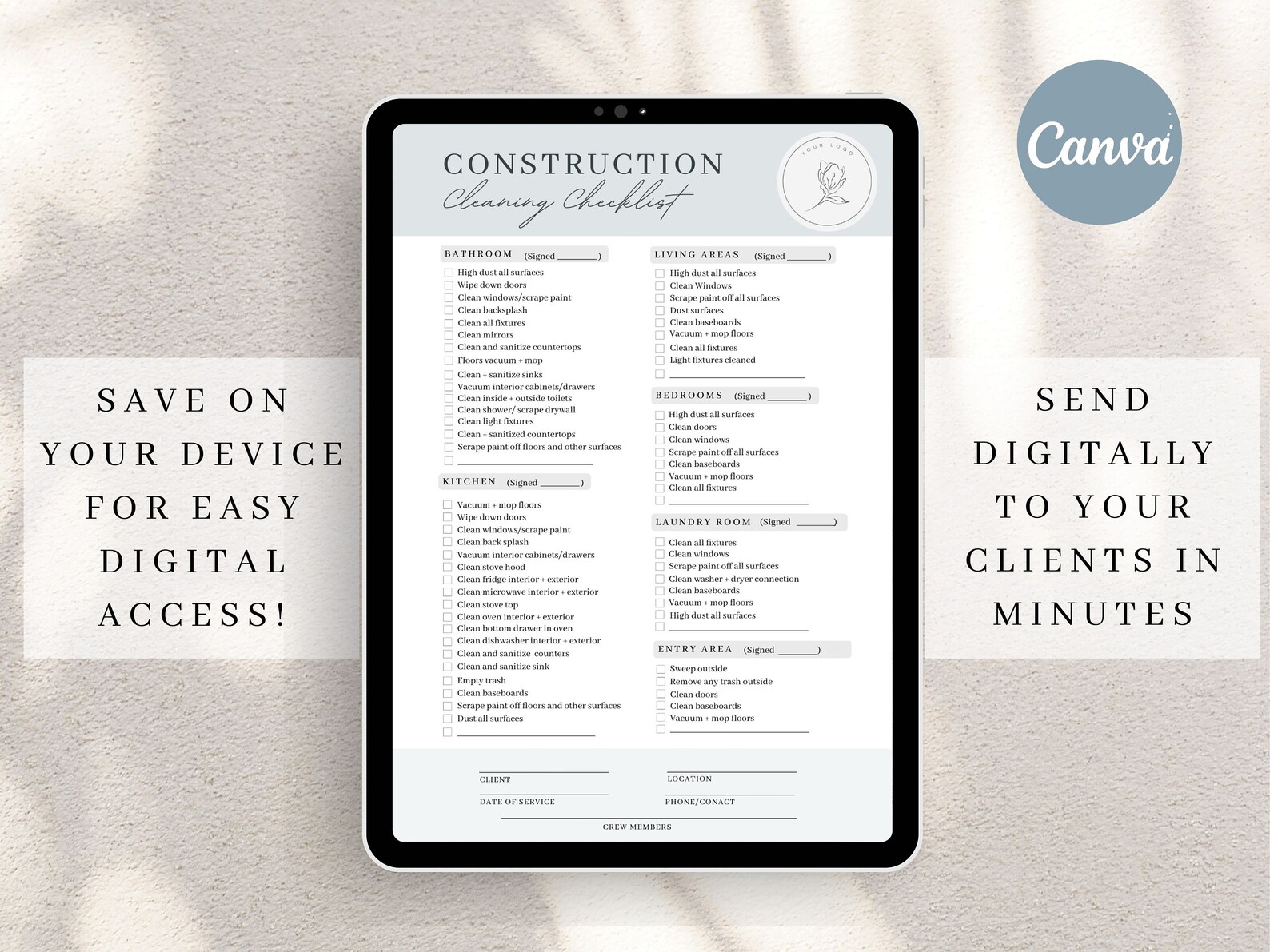 Professional Construction Cleaning Checklist, Editable House ...