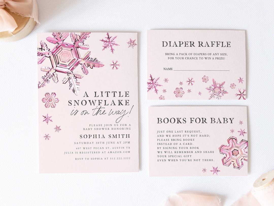 Winter Baby Shower Invitation Girl, Little Snowflake Baby Shower ...