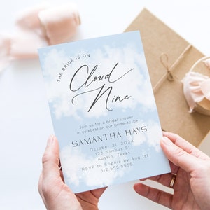 On Cloud Nine Bridal Shower Invitation Template, the Bride is on Cloud Nine, Cloud 9 Bridal ...