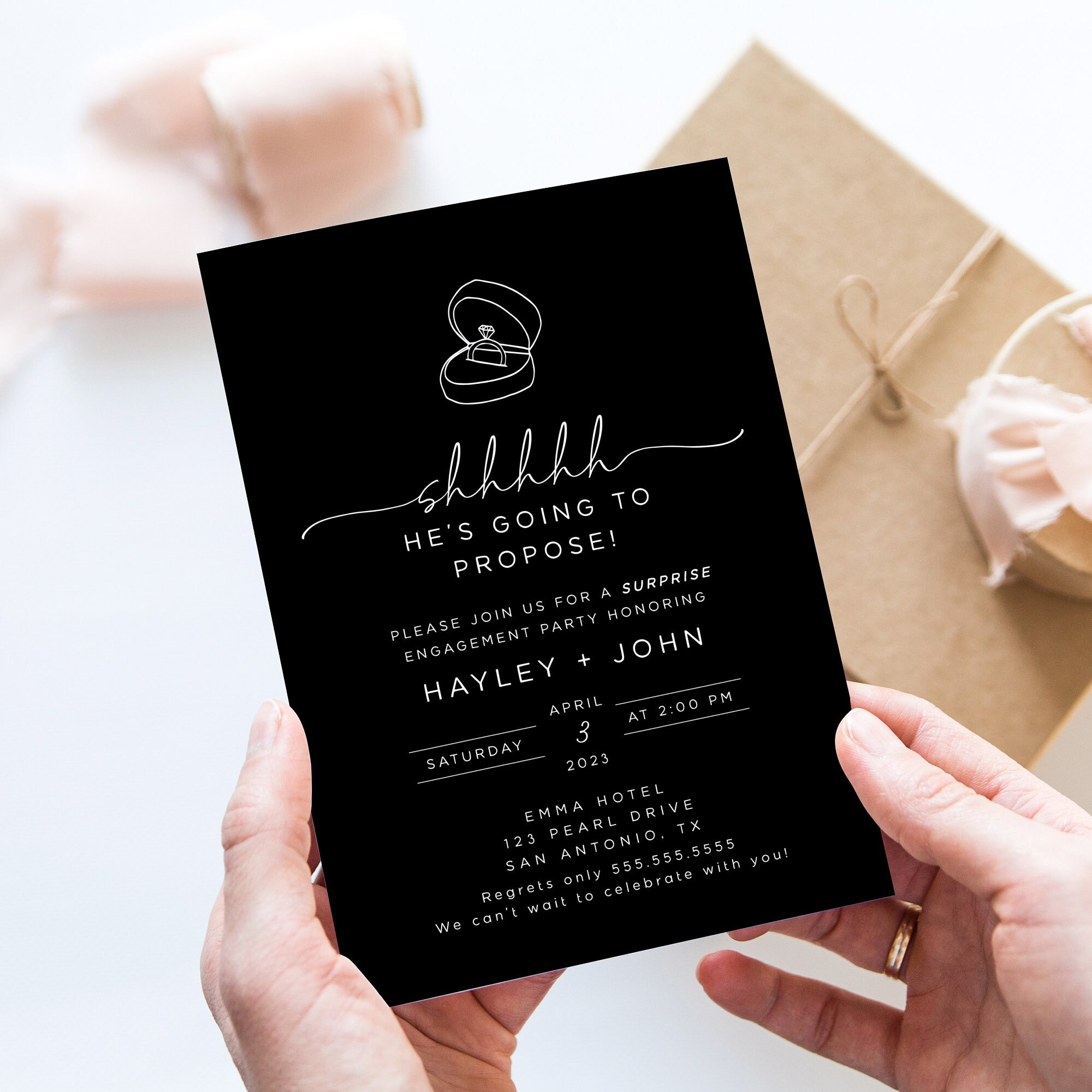 Engagement Party Invitation Template Surprise Engagement - Etsy