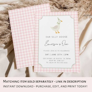 Silly Goose Birthday Food Labels, Goose 1st Birthday Place Card, First ...