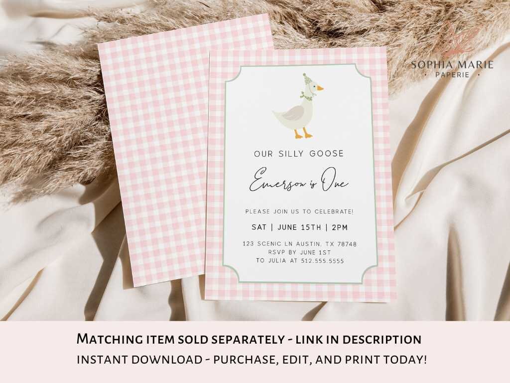Silly Goose Birthday Food Labels, Goose 1st Birthday Place Card, First ...