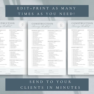 Professional Construction Cleaning Checklist, Editable House ...