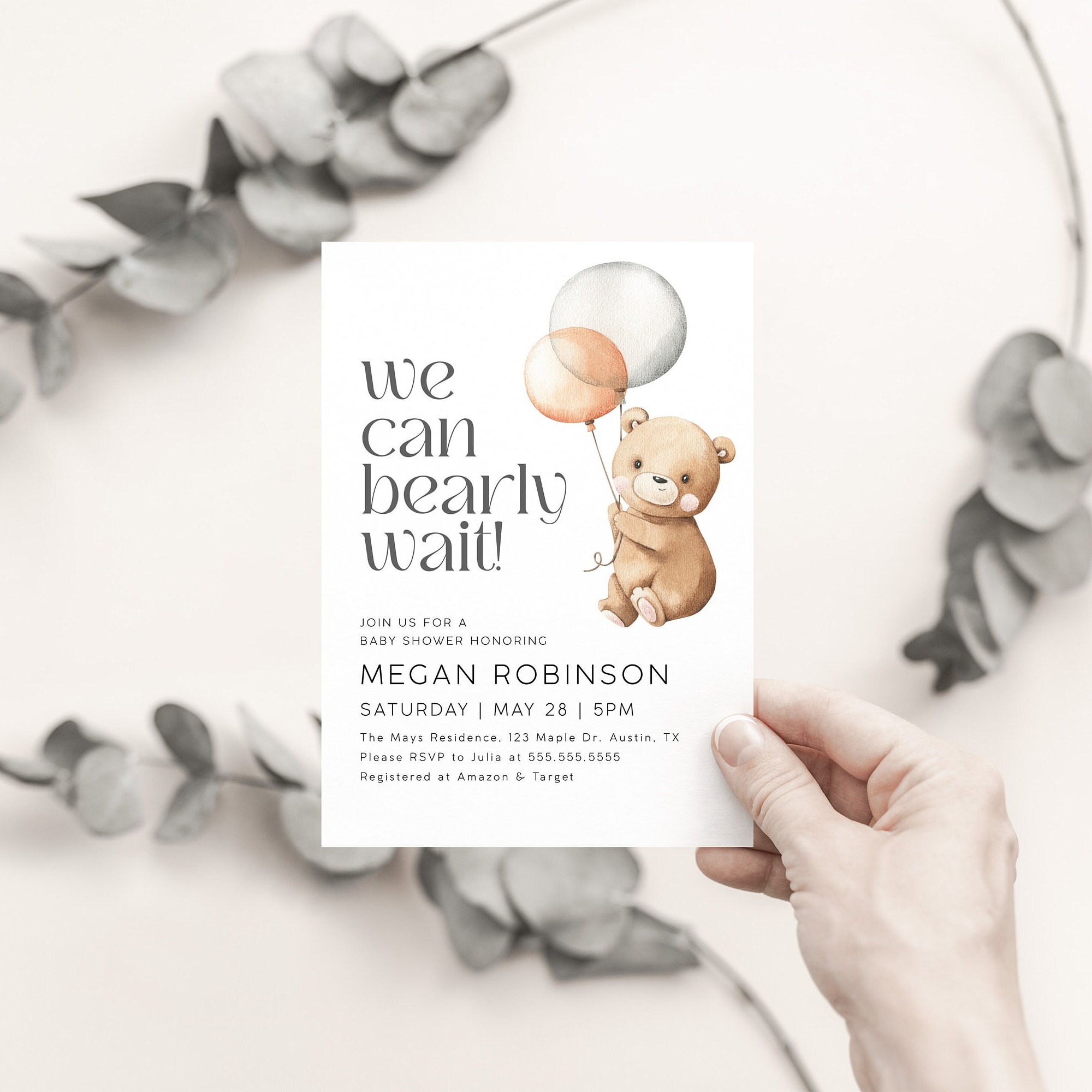Editable We Can Bearly Wait Baby Shower Invitation Bundle - Etsy