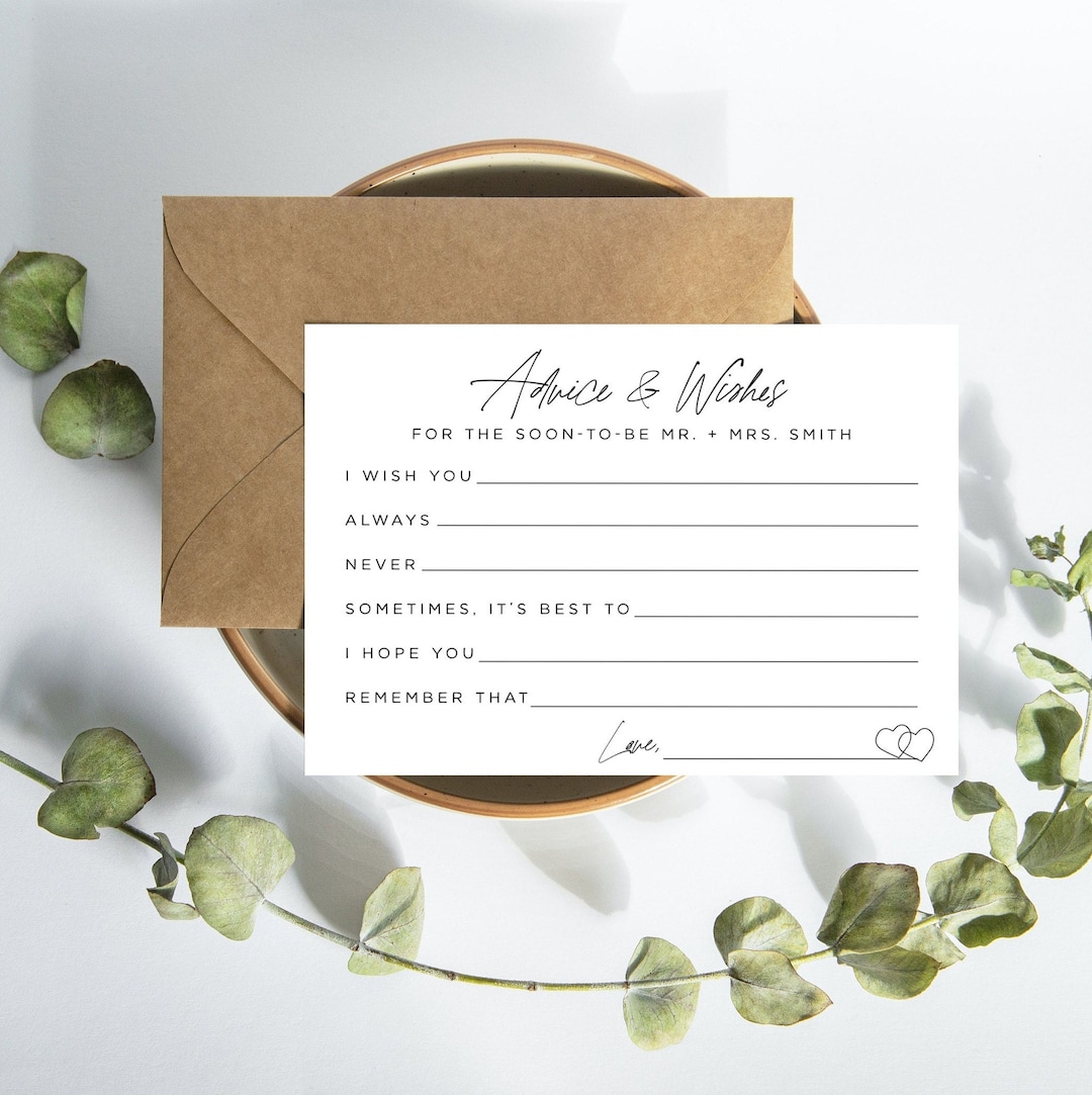 Wedding Advice for the Couple Template, Wedding Shower Games, Wedding ...