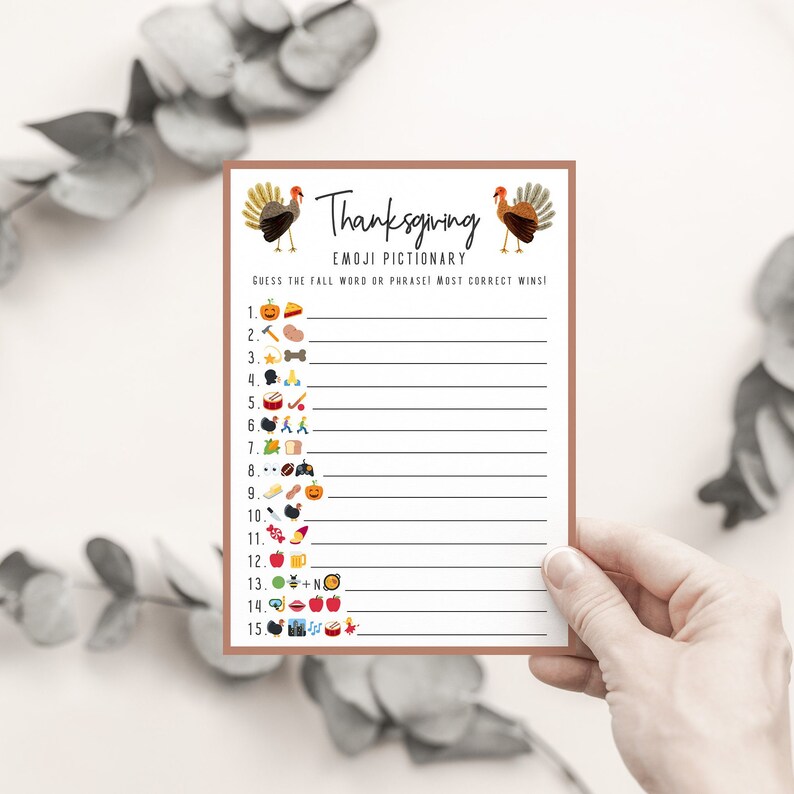 Thanksgiving Emoji Pictionary Game Thanksgiving Printable - Etsy