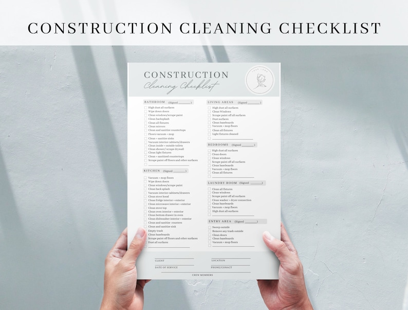 Professional Construction Cleaning Checklist Editable House - Etsy