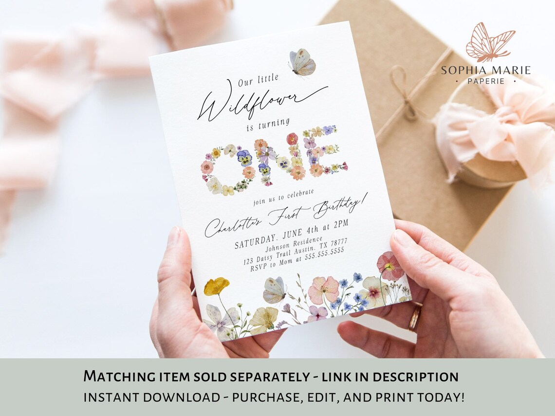 Wildflower Birthday Custom Sign Template Wildflower First - Etsy