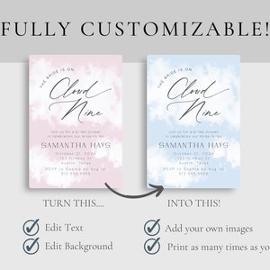 On Cloud Nine Bridal Shower Invitation Template, the Bride is on Cloud ...