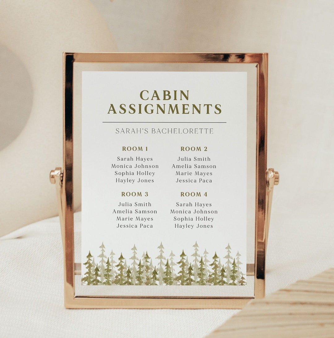 Camp Bachelorette Cabin Assignments Template, Camp Bachelorette Theme ...