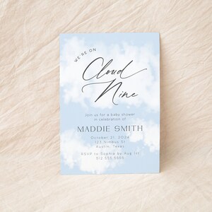 On Cloud Nine Baby Shower Invitation Template, We're on Cloud Nine ...