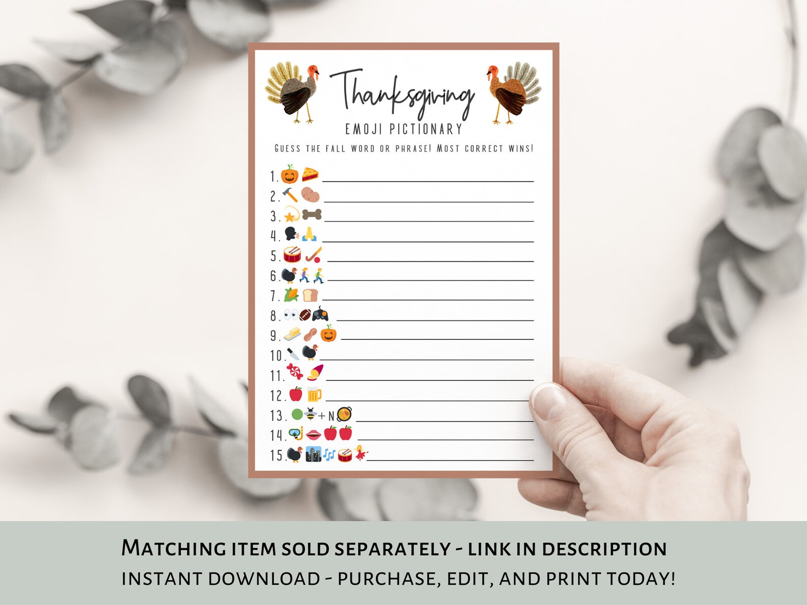 Thanksgiving Charades Game Thanksgiving Printable Games Fun - Etsy