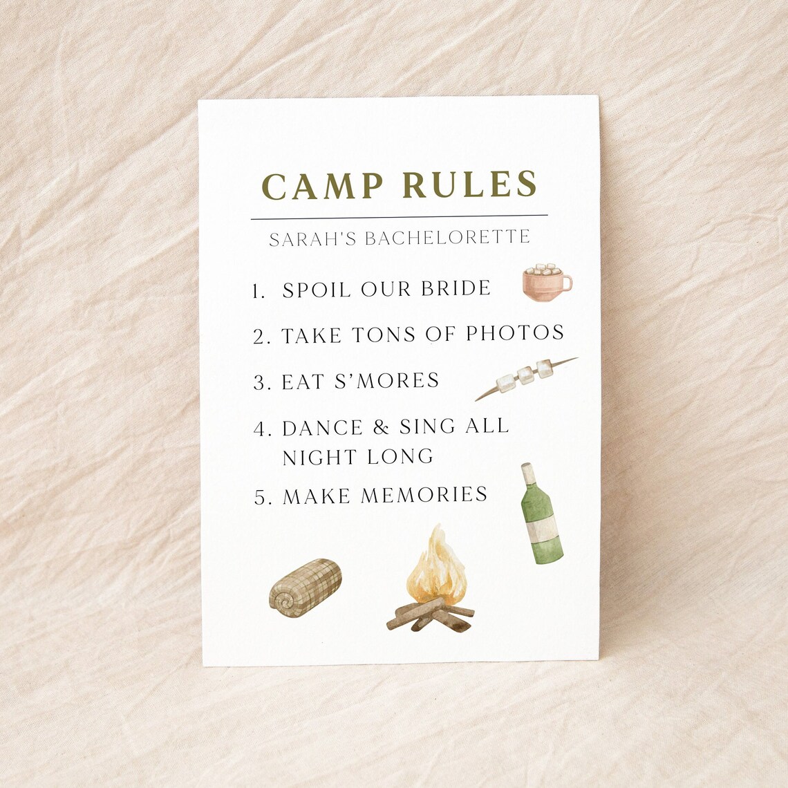 Camp Bachelorette Camp Rules Template Camp Bachelorette - Etsy
