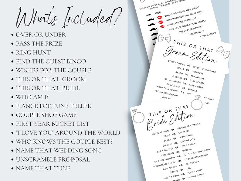 Engagement Party Games Bundle Engagement Party Games - Etsy