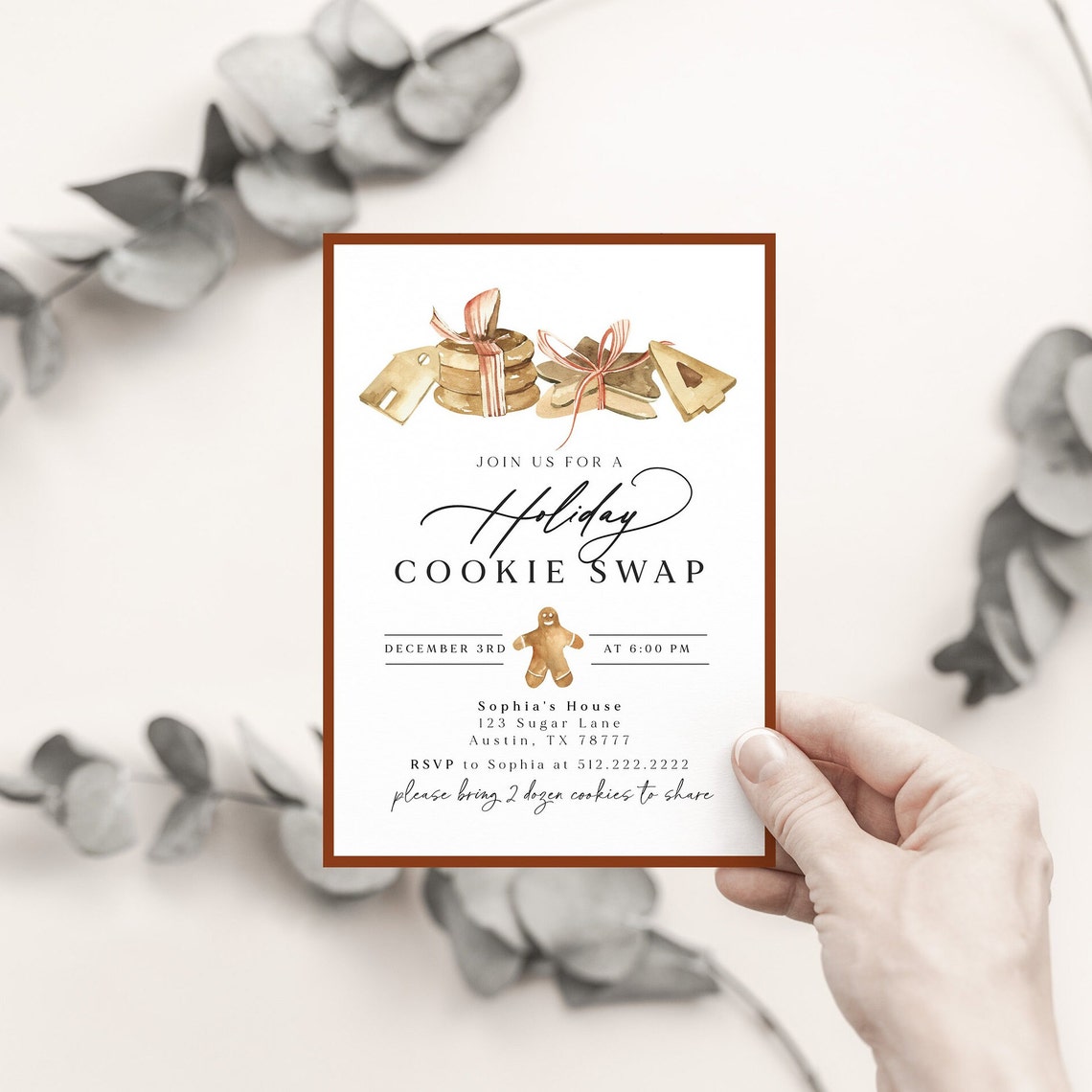 Holiday Cookie Swap Invitation Template, Printable Christmas Cookie ...