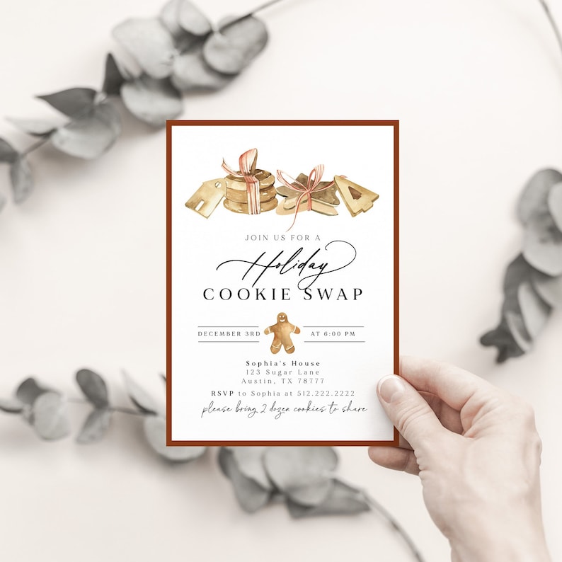 Holiday Cookie Swap Invitation Template Printable Christmas - Etsy