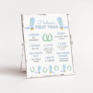 First Rodeo Birthday Milestones Sign Template, Cowboy Birthday Sign ...