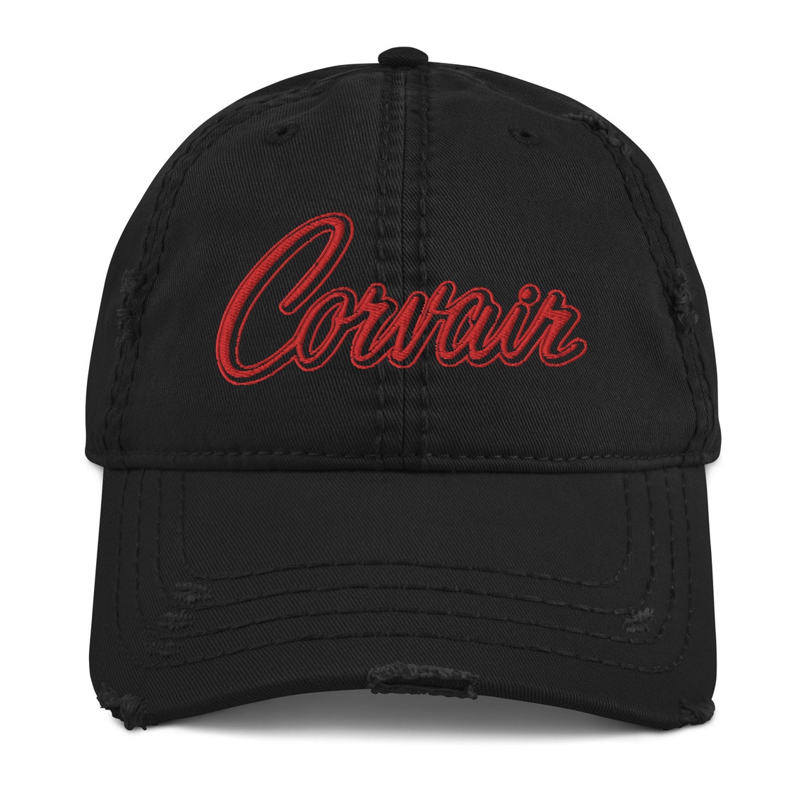Embroidered Corvair Script Red Distressed Dad Hat - Etsy