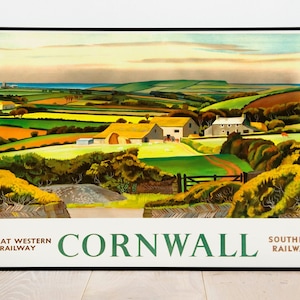 Cornwall Vintage Travel Poster: Framed Art Print, Canvas Wall Decor - Etsy