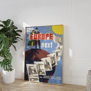 Europe Vintage Travel Poster| Framed Wall Art Prints| Hanger Framed ...