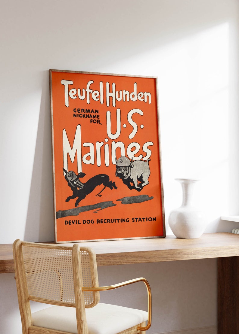 WW1 Propaganda Poster: U.S. Marines 'devil Dog' Canvas Art Print - Etsy