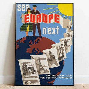 Europe Vintage Travel Poster| Framed Wall Art Prints| Hanger Framed ...