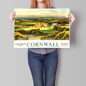 Cornwall Vintage Travel Poster: Framed Art Print, Canvas Wall Decor - Etsy