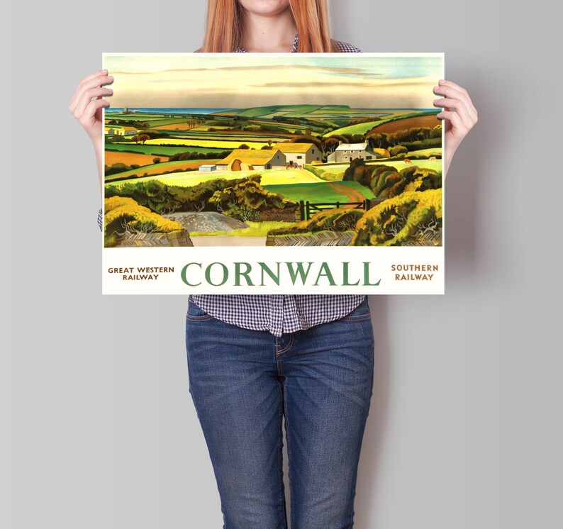 Cornwall Vintage Travel Poster: Framed Art Print, Canvas Wall Decor - Etsy