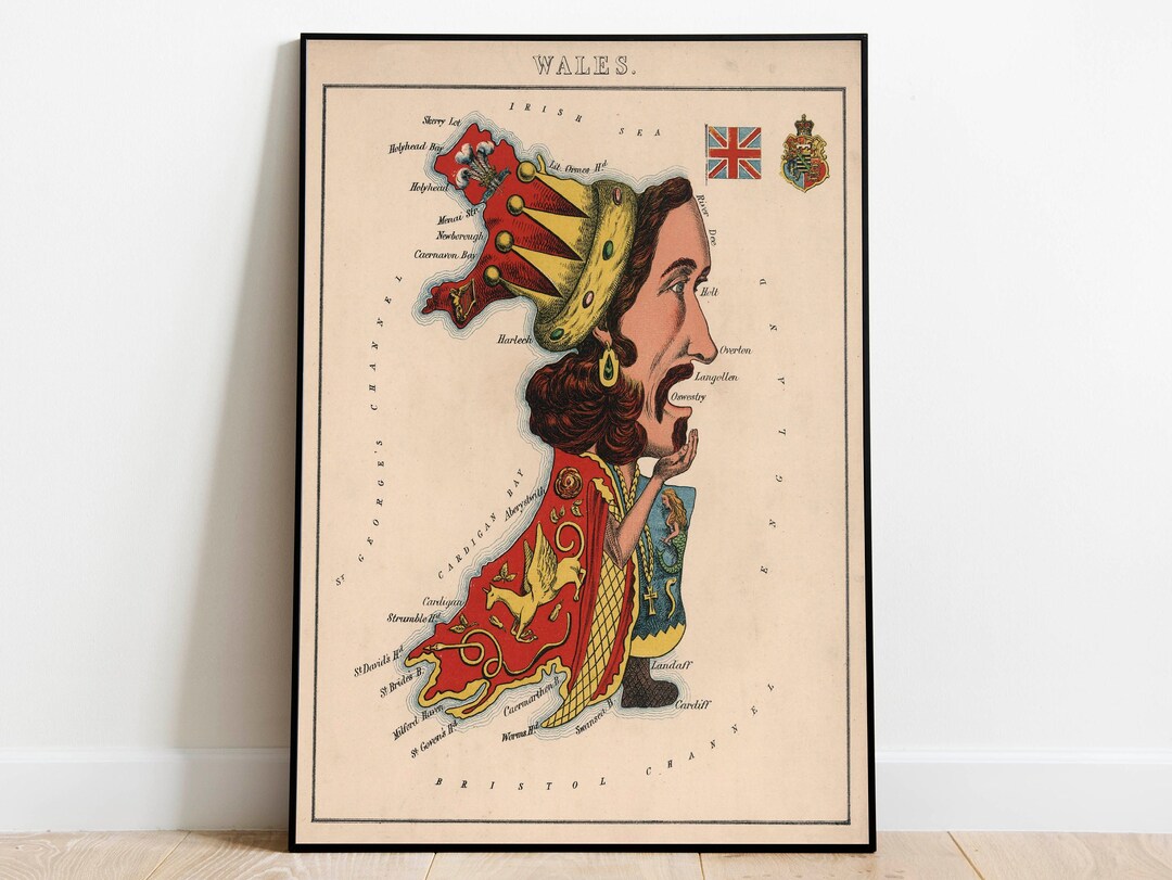 Vintage Map of Wales Wall Art Print Framed Art Old Map Poster Canvas ...