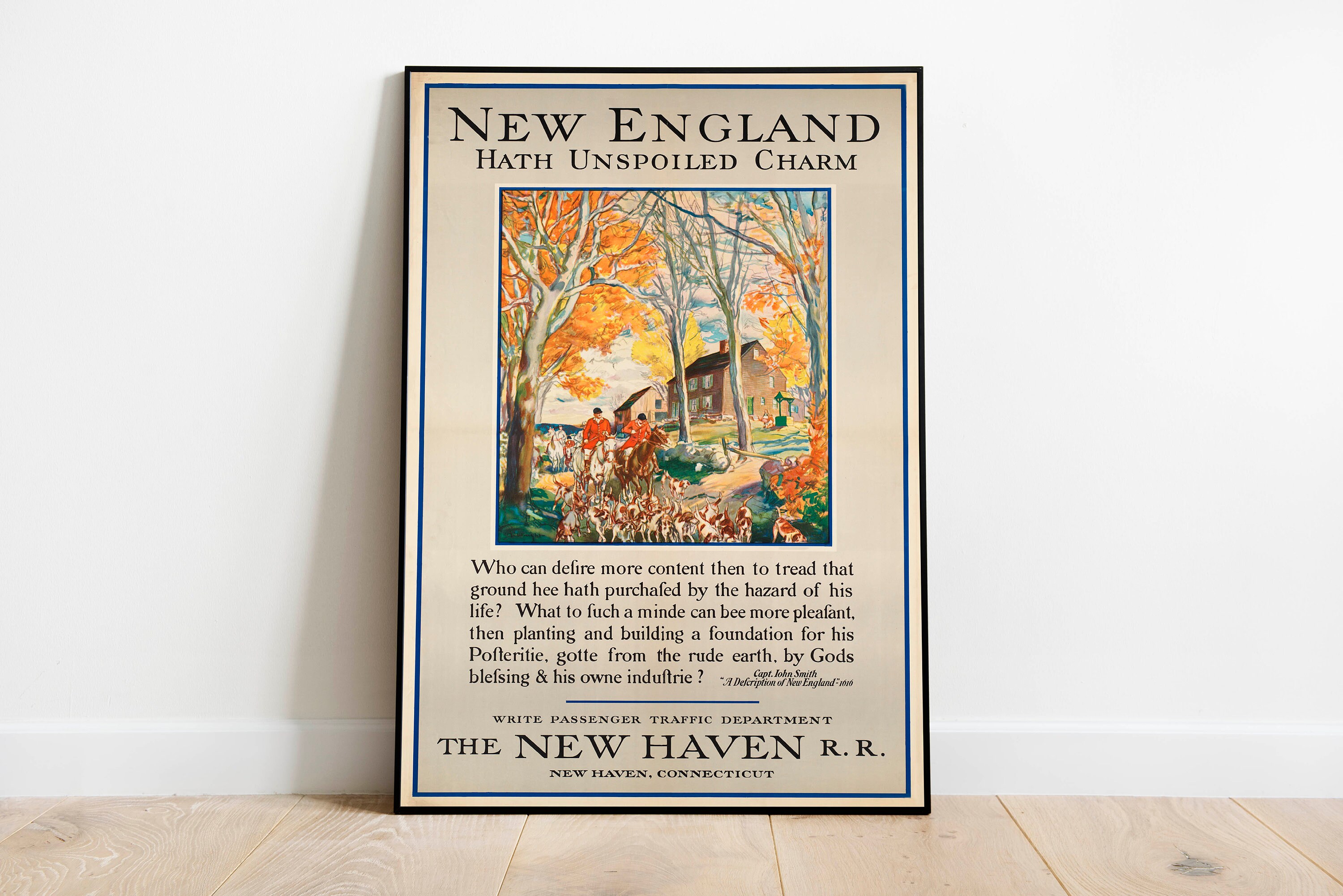 New England Poster Vintage Framed Art New England Vintage | Etsy