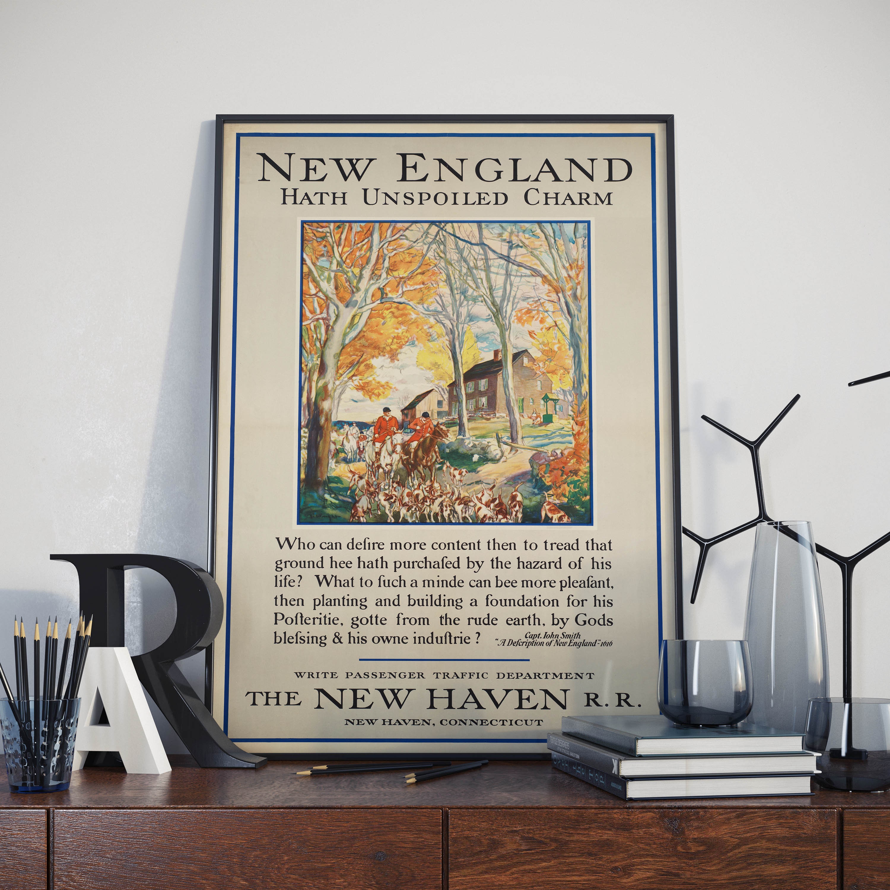 New England Poster Vintage Framed Art New England Vintage - Etsy