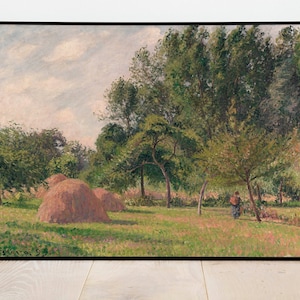 Haystacks,morning,eragny by Camille Pissaro| Wall Decor Art Poster| Framed Art Print| Art Canvas ...