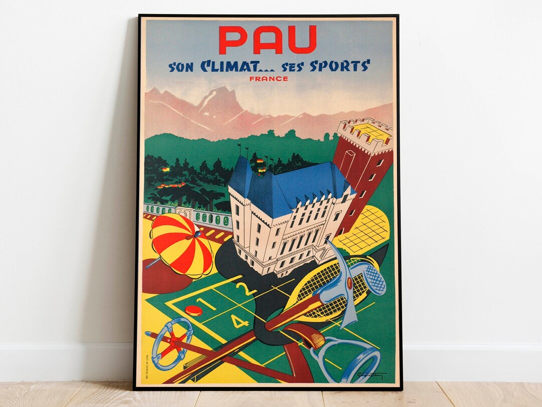 Pau Travel Poster| Vintage Travel Print| France Wall Art Print| Canvas ...