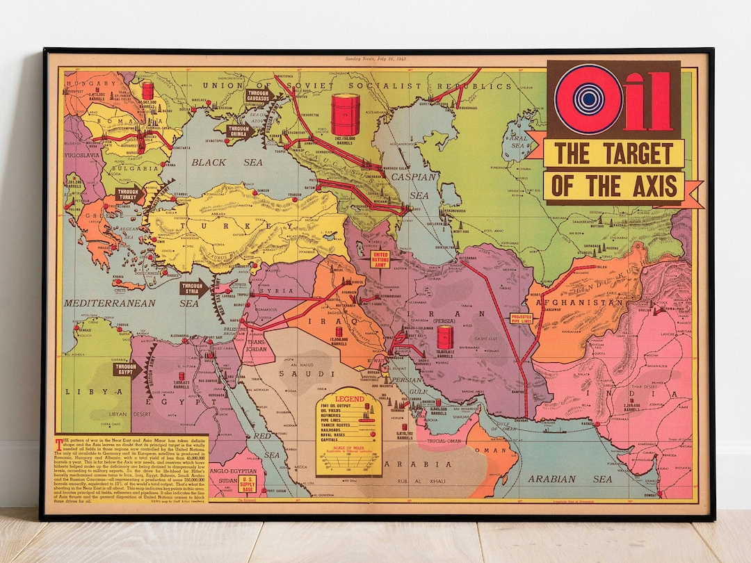 Middle East Map Middle East Poster WWII Poster WW2 Poster Axis WW2 ...