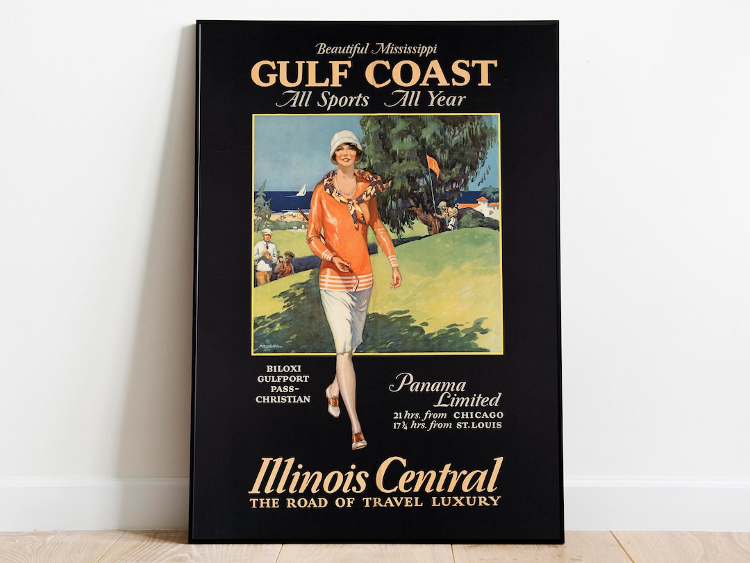 Gulf Coast Wall Art Print Vintage Poster Art Mississippi Travel Print ...