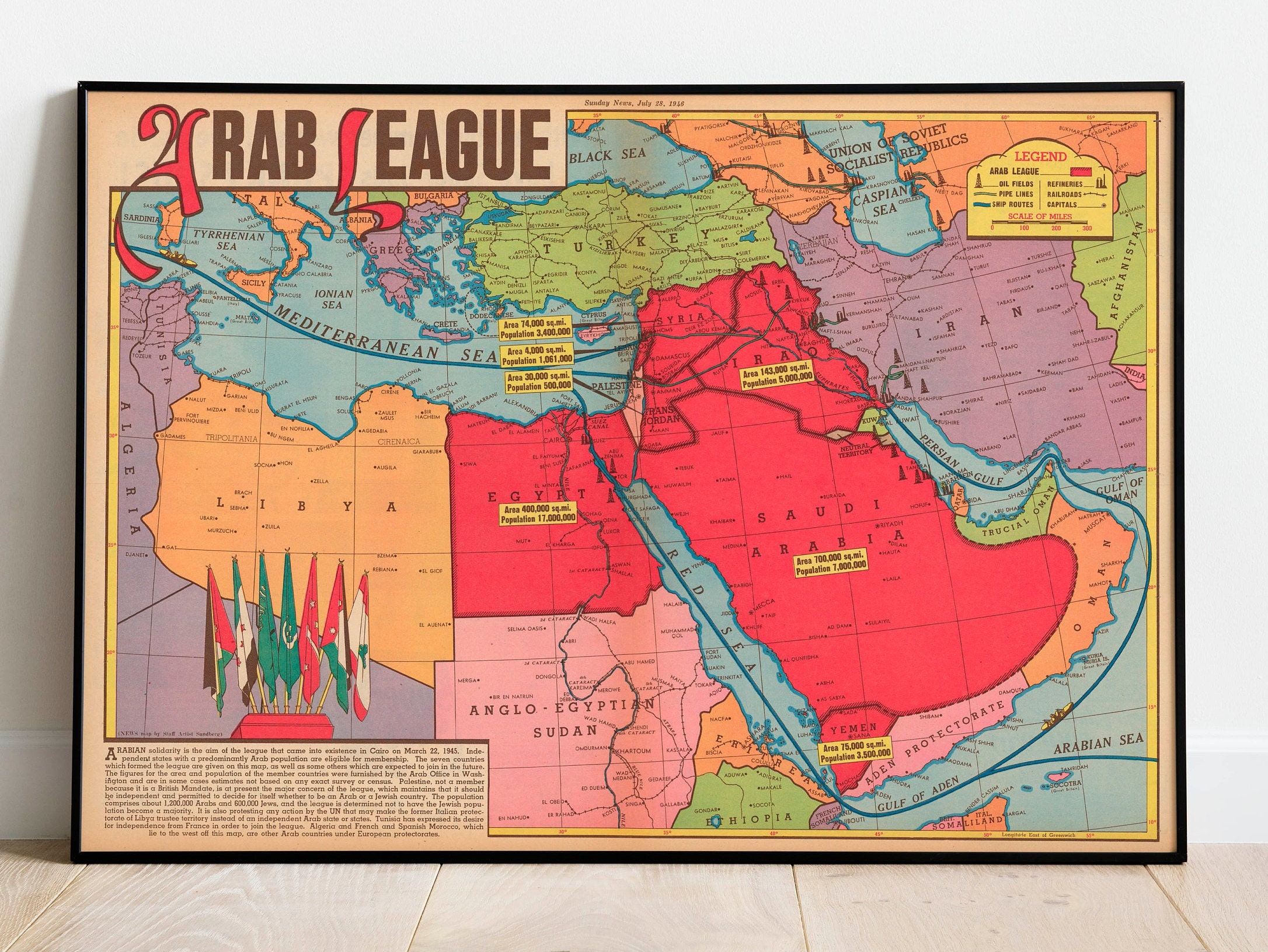 Arab League Poster| Middle East Map| Middle East Poster| Arab League ...