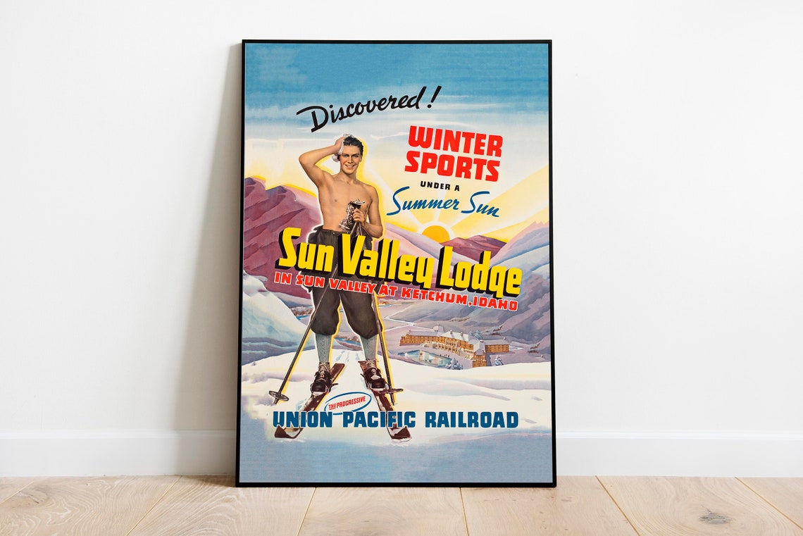 Sun Valley Poster Vintage Framed Art Idaho Vintage Travel | Etsy