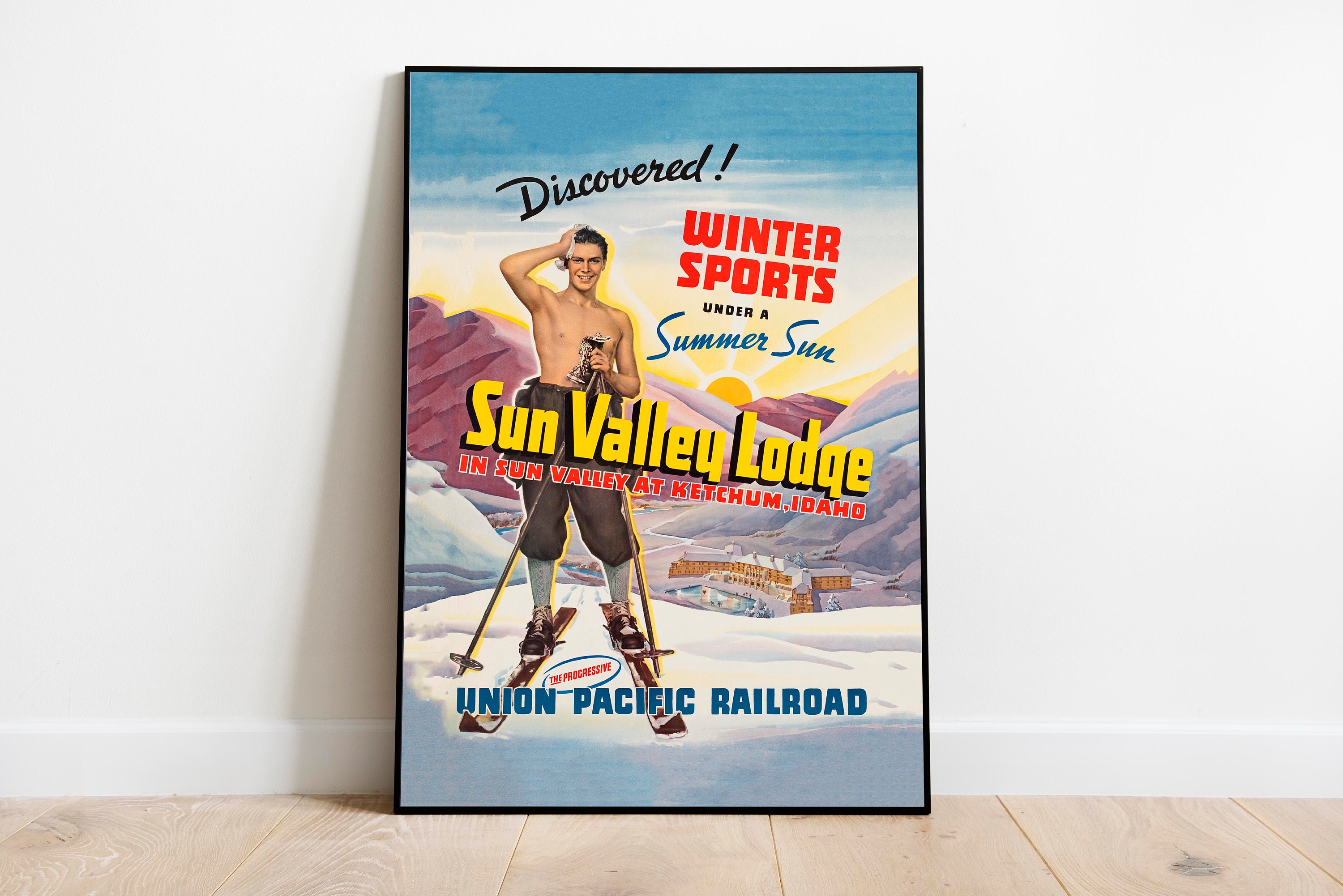 Sun Valley Poster Vintage Framed Art Idaho Vintage Travel | Etsy