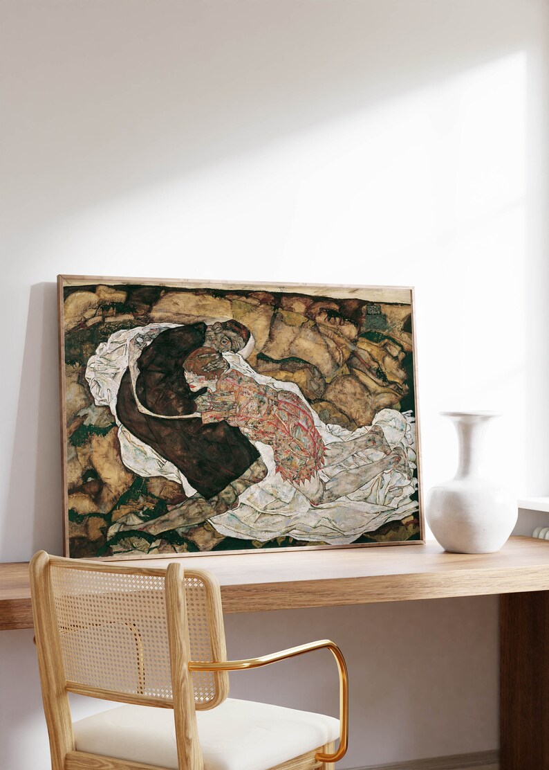 Egon Schiele Death and Girl Art Print | Fine Art Poster, Canvas - Etsy