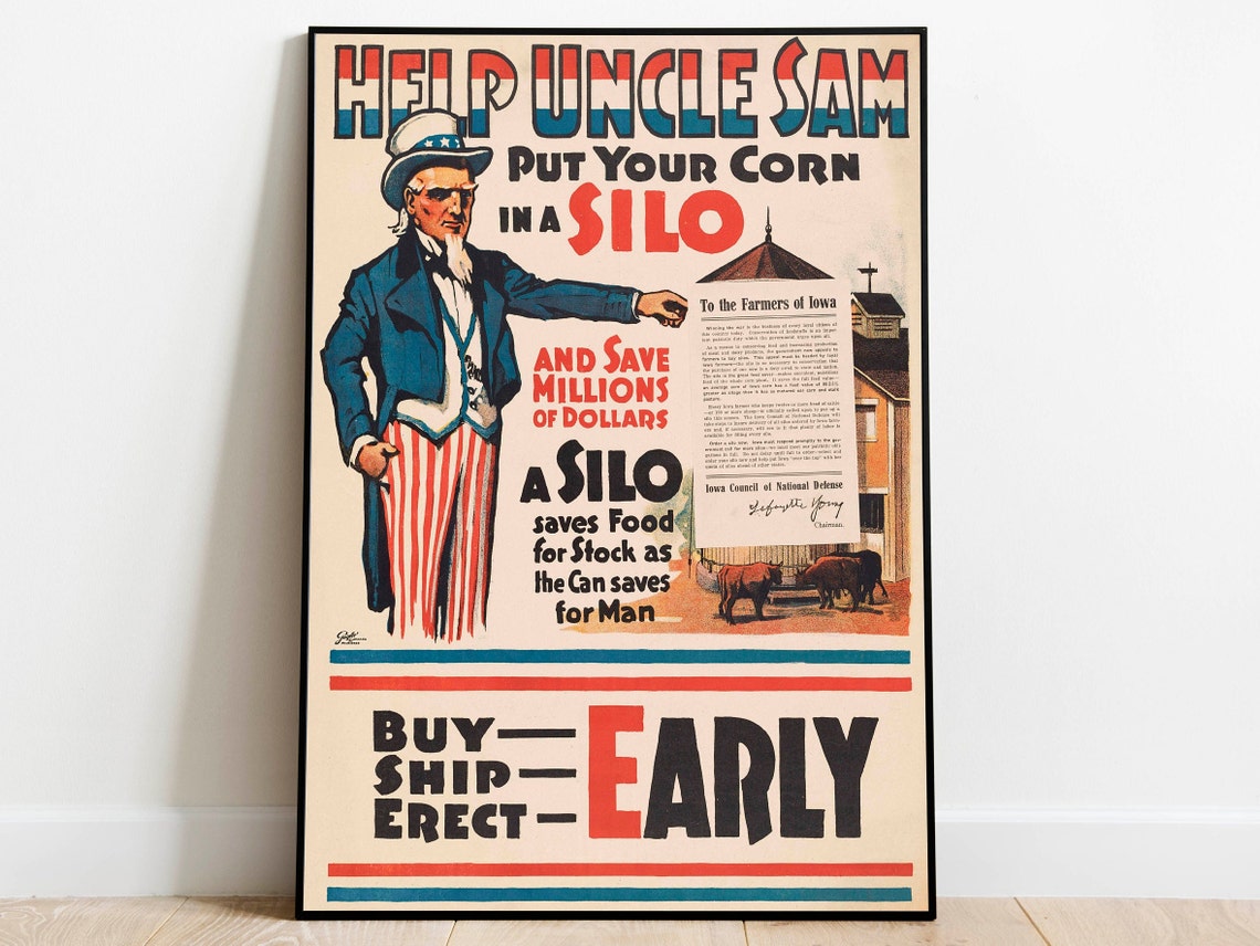 Uncle Sam Poster USA Propaganda Print Agricultural Poster - Etsy