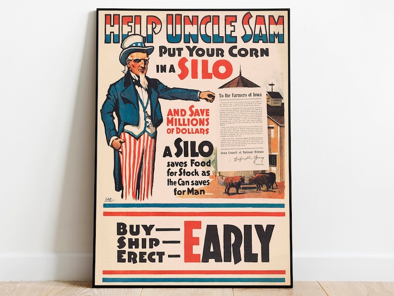 Uncle Sam Poster USA Propaganda Print Agricultural Poster - Etsy