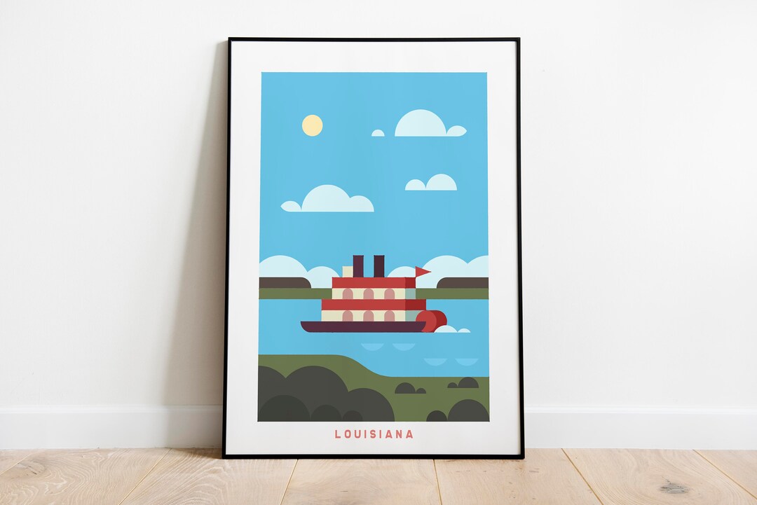 Louisiana Travel Poster: Riverboat Art Print, Wall Decor - Etsy
