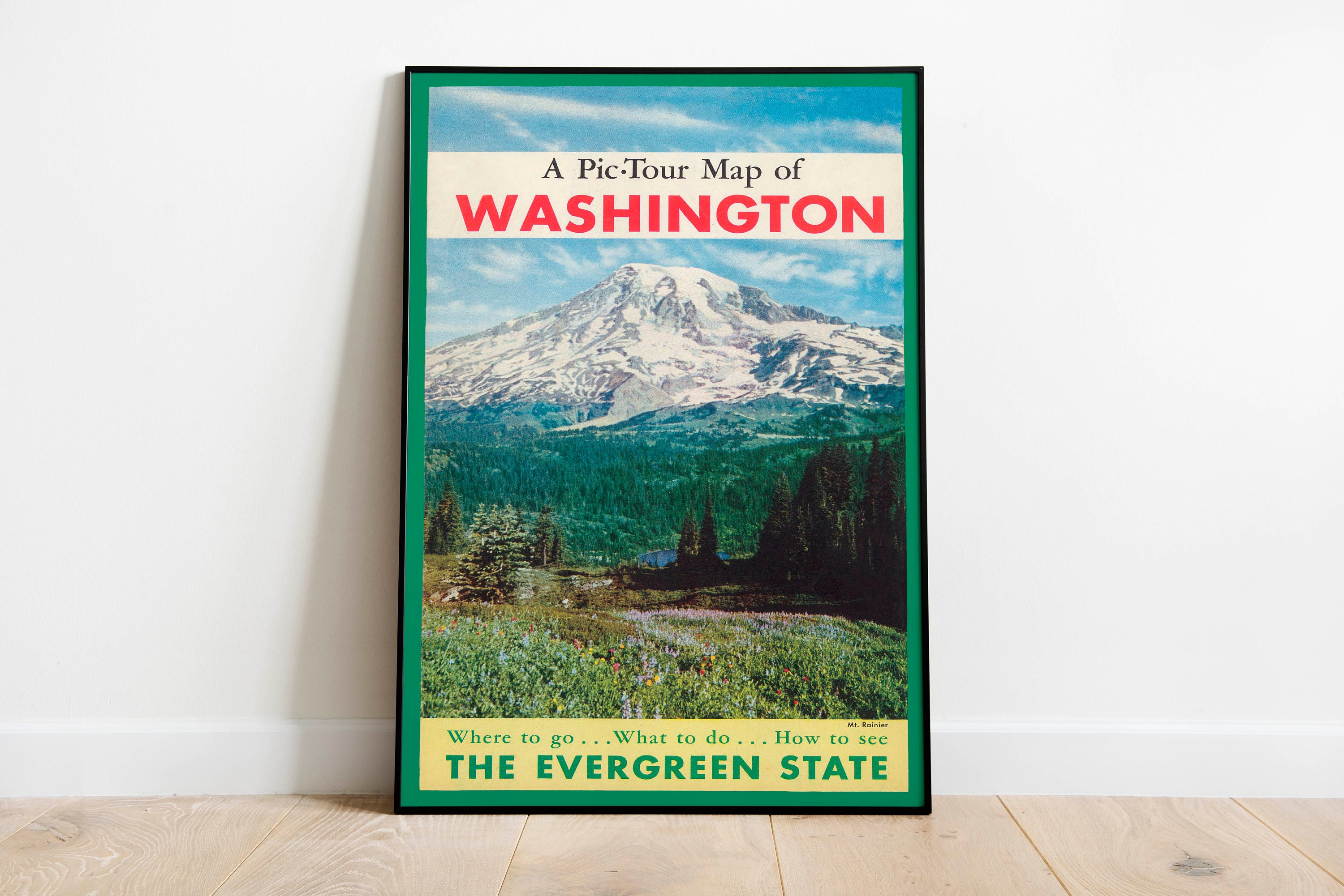 Washington Vintage Travel Poster Print Framed Art Print | Etsy