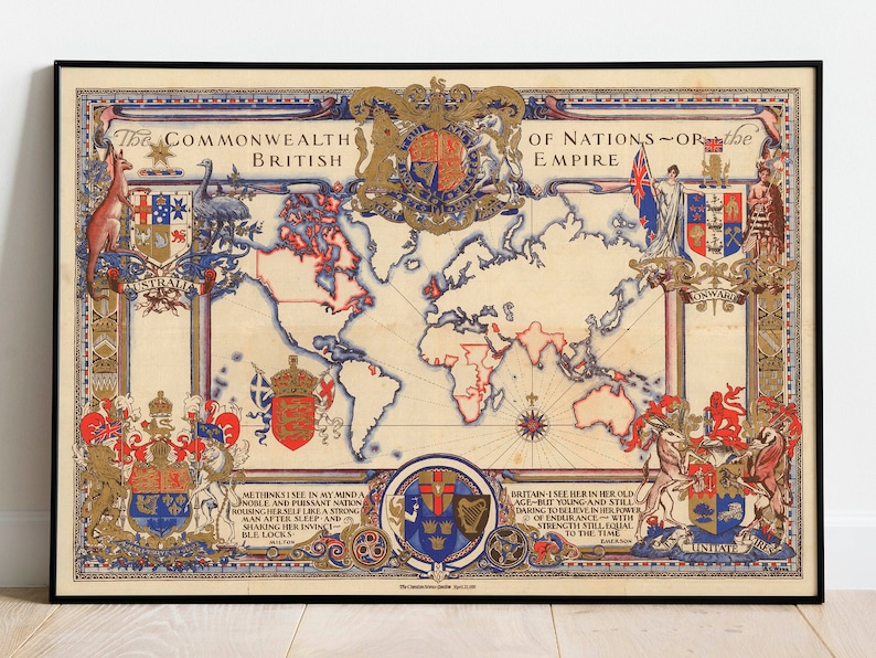 British Empire Map the Commonwealth Map British - Etsy UK