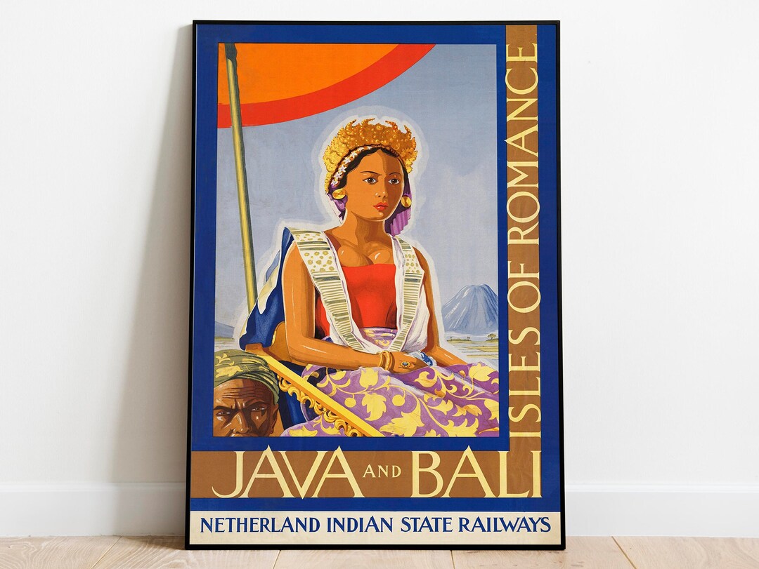 Java Island Poster Art| Bali Island Vintage Travel Poster| Framed Art ...