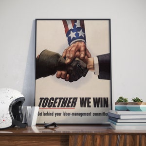 WWII Propaganda Poster: "together We Win" Vintage Art Print - Etsy