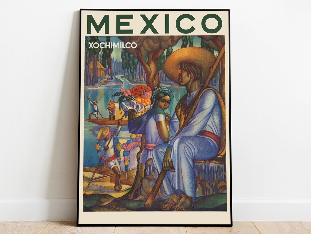 Xochimilco Wall Art Print| Mexico City Vintage Travel Poster| Wall Art ...
