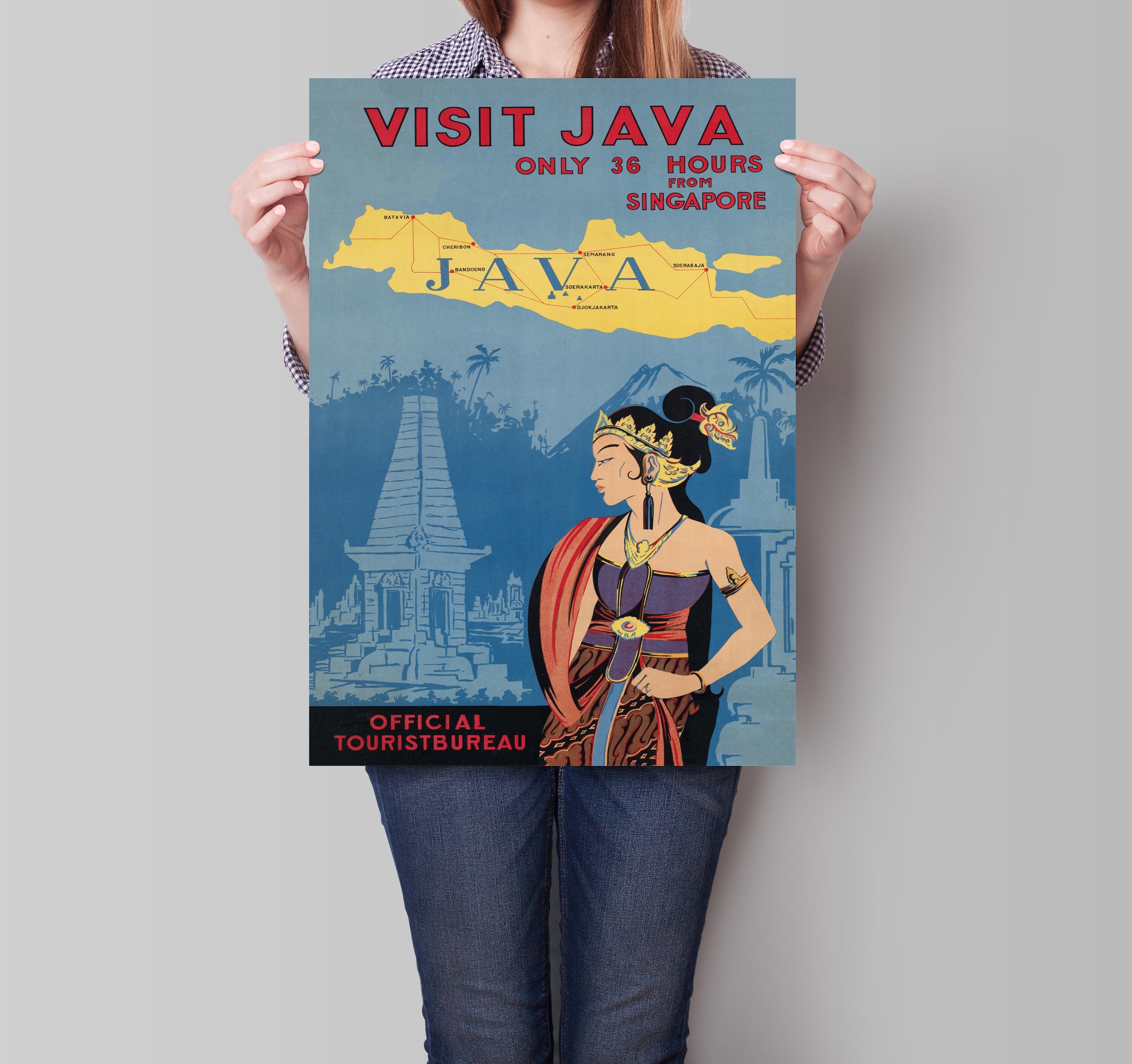 Java Island Poster Art Indonesia Vintage Travel Poster - Etsy
