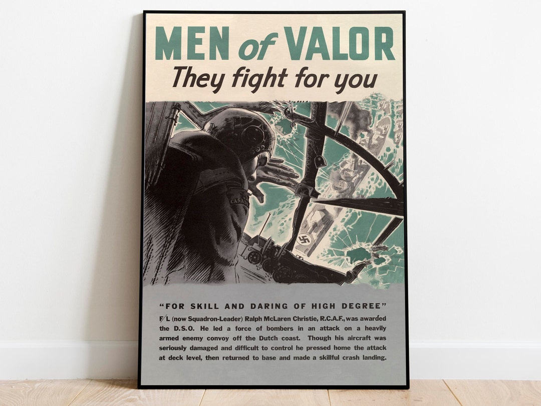 WWII Propaganda Poster: "men of Valor" Canvas/framed Art Print - Etsy