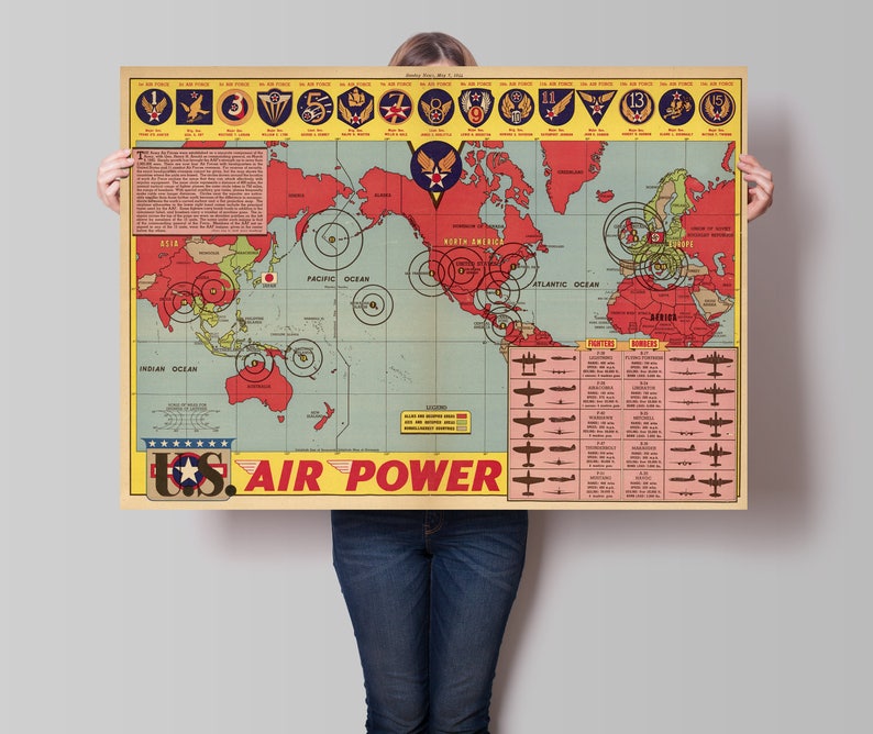 US Air Force Poster WWII Poster WW2 Poster WW2 Map Print | Etsy